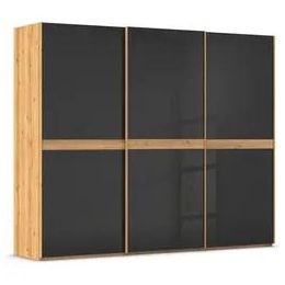 Schwebet&uuml;renschrank Rauch "Kleiderschrank Schrank Garderobe Schlafzimmerschrank SCALE-LINE", schwarz (asteiche, glas schwarz), B:271cm H:223cm T:68cm, Holzwerkstoff, Schr&auml;nke, Schwebet&uuml;renschrank, edle Optik mit Bauchbinde in Korpusfarbe mit Glasfront MADE IN GERMANY