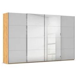 Schwebet&uuml;renschrank Rauch "Kleiderschrank Schrank Garderobe Schlafzimmerschrank SCALE-FYRA", grau (asteiche, glas seidengrau, griffleisten chrom), B:360cm H:223cm T:68cm, Holzwerkstoff, Schr&auml;nke, Schwebet&uuml;renschrank, edle viergeteilte T&uuml;ren Spiegel/Glas-Mix viele Farben MADE IN GERMANY