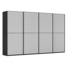 Schwebet&uuml;renschrank Rauch "Kleiderschrank Schrank Garderobe Schlafzimmerschrank SCALE-DUO", grau (schwarz, glas seidengrau matt, griffleisten schwarz), B:360cm H:223cm T:68cm, Holzwerkstoff, Schr&auml;nke, Schwebet&uuml;renschrank, edle zweigeteilte T&uuml;ren Glas-Front mit 3 Zierleisten MADE IN GERMANY
