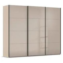 Schwebet&uuml;renschrank Rauch "Kleiderschrank Schrank Garderobe Schlafzimmerschrank SCALE-FYRA", beige (fango, glas fango, griffleisten schwarz), B:271cm H:223cm T:68cm, Holzwerkstoff, Schr&auml;nke, Schwebet&uuml;renschrank, edle viergeteilte T&uuml;ren mit Glas-Front viele Farben MADE IN GERMANY