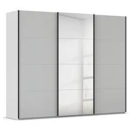 Schwebet&uuml;renschrank Rauch "Kleiderschrank Schrank Garderobe Schlafzimmerschrank SCALE-FYRA", grau (seidengrau, griffleisten schwarz), B:271cm H:223cm T:68cm, Holzwerkstoff, Schr&auml;nke, Schwebet&uuml;renschrank, edle viergeteilte T&uuml;ren mit Spiegel und vielen Farben MADE IN GERMANY