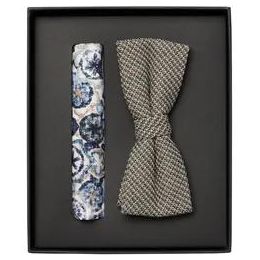 Fliege Venti "Venti Set aus Fliege und Einstecktuch gemustert", Herren, beige, 52% Polyester, 47% Baumwolle, 1% Elasthan, Fliegen