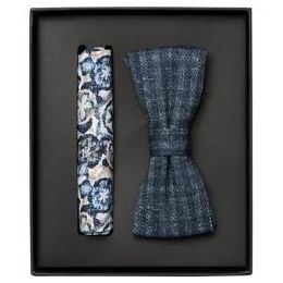 Fliege Venti "Venti Set aus Fliege und Einstecktuch gemustert", Herren, blau (dunkelblau), 52% Polyester, 47% Baumwolle, 1% Elasthan, Fliegen