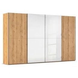 Schwebet&uuml;renschrank Rauch "Kleiderschrank Schrank Garderobe Schlafzimmerschrank SCALE-WOOD", wei&szlig; (asteiche massiv, glas kristallwei&szlig;), B:360cm H:223cm T:68cm, Holz teilmassiv, Schr&auml;nke, Schwebet&uuml;renschrank, edle geteilte Front in massiver Asteiche mit Glast&uuml;ren MADE IN GERMANY