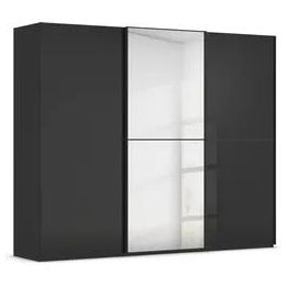 Schwebet&uuml;renschrank Rauch "Kleiderschrank Schrank Garderobe Schlafzimmerschrank SCALE-DUO", schwarz (schwarz, glas schwarz, griffleisten schwarz), B:271cm H:223cm T:68cm, Holzwerkstoff, Schr&auml;nke, Schwebet&uuml;renschrank, edle zweigeteilte T&uuml;ren Spiegel/Glas-Mix 3 Zierleisten MADE IN GERMANY