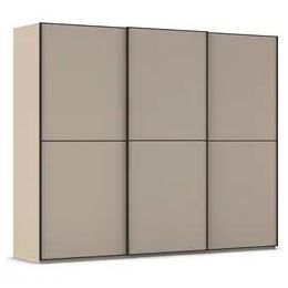 Schwebet&uuml;renschrank Rauch "Kleiderschrank Schrank Garderobe Schlafzimmerschrank SCALE-DUO", grau (fango, griffleisten schwarz), B:271cm H:223cm T:68cm, Holzwerkstoff, Schr&auml;nke, Schwebet&uuml;renschrank, edle zweigeteilte T&uuml;ren und 3 Zierleisten MADE IN GERMANY