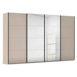 Schwebet&uuml;renschrank Rauch "Kleiderschrank Schrank Garderobe Schlafzimmerschrank SCALE-FYRA", beige (fango, glas fango, griffleisten schwarz), B:360cm H:223cm T:68cm, Holzwerkstoff, Schr&auml;nke, Schwebet&uuml;renschrank, edle viergeteilte T&uuml;ren Spiegel/Glas-Mix viele Farben MADE IN GERMANY