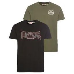 T-Shirt Lonsdale "HAWTON", Herren, Gr. XL, gr&uuml;n (schwarz, olive), Obermaterial: 100% Baumwolle, Shirts T-Shirt, Doppelpack