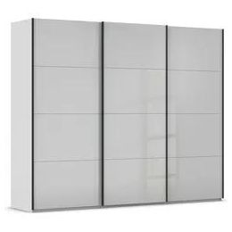 Schwebet&uuml;renschrank Rauch "Kleiderschrank Schrank Garderobe Schlafzimmerschrank SCALE-FYRA", grau (seidengrau, glas seidengrau, griffleisten schwarz), B:271cm H:223cm T:68cm, Holzwerkstoff, Schr&auml;nke, Schwebet&uuml;renschrank, edle viergeteilte T&uuml;ren mit Glas-Front viele Farben MADE IN GERMANY