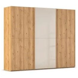 Schwebet&uuml;renschrank Rauch "Kleiderschrank Schrank Garderobe Schlafzimmerschrank SCALE-WOOD", braun (asteiche massiv, glas champagner), B:271cm H:223cm T:68cm, Holz teilmassiv, Schr&auml;nke, Schwebet&uuml;renschrank, edle geteilte Front in massiver Asteiche mit Glast&uuml;ren MADE IN GERMANY