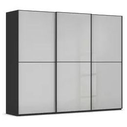 Schwebet&uuml;renschrank Rauch "Kleiderschrank Schrank Garderobe Schlafzimmerschrank SCALE-DUO", grau (schwarz, glas seidengrau, griffleisten schwarz), B:271cm H:223cm T:68cm, Holzwerkstoff, Schr&auml;nke, Schwebet&uuml;renschrank, edle zweigeteilte T&uuml;ren Glas-Front mit 3 Zierleisten MADE IN GERMANY
