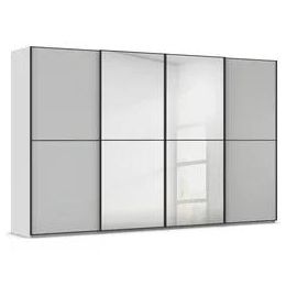Schwebet&uuml;renschrank Rauch "Kleiderschrank Schrank Garderobe Schlafzimmerschrank SCALE-DUO", grau (seidengrau, griffleisten schwarz), B:360cm H:223cm T:68cm, Holzwerkstoff, Schr&auml;nke, Schwebet&uuml;renschrank, edle zweigeteilte T&uuml;ren, Spiegel und 3 Zierleisten MADE IN GERMANY