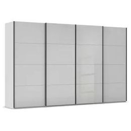 Schwebet&uuml;renschrank Rauch "Kleiderschrank Schrank Garderobe Schlafzimmerschrank SCALE-FYRA", grau (seidengrau, glas seidengrau, griffleisten schwarz), B:360cm H:223cm T:68cm, Holzwerkstoff, Schr&auml;nke, Schwebet&uuml;renschrank, edle viergeteilte T&uuml;ren mit Glas-Front viele Farben MADE IN GERMANY