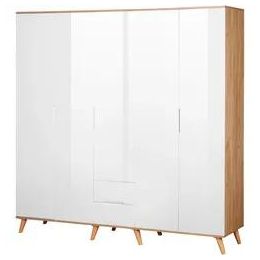 Kleiderschrank OTTO HOME "Lund Schlafzimmerschrankim skandinavischem Design", wei&szlig;, B:200cm H:203cm T:52cm, FSC-zertifizierter Holzwerkstoff, Schr&auml;nke, Kleiderschrank, Garderobenschrank mit Premium Innenausstattung, Breite 200cm hochglanz