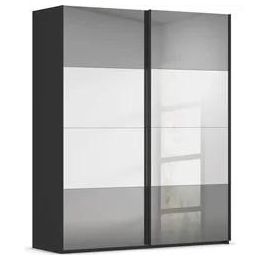 Schwebet&uuml;renschrank Rauch "Kleiderschrank Schrank Garderobe Schlafzimmerschrank SCALE-FYRA", grau (schwarz, grauspiegel, griffleisten schwarz), B:181cm H:223cm T:67cm, Holzwerkstoff, Schr&auml;nke, Schwebet&uuml;renschrank, edle T&uuml;ren viergeteilt Front Spiegel-Mix viele Farben MADE IN GERMANY