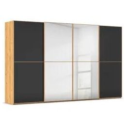 Schwebet&uuml;renschrank Rauch "Kleiderschrank Schrank Garderobe Schlafzimmerschrank SCALE-DUO", schwarz (asteiche, glas schwarz, griffleisten asteiche), B:360cm H:223cm T:68cm, Holzwerkstoff, Schr&auml;nke, Schwebet&uuml;renschrank, edle zweigeteilte T&uuml;ren Spiegel/Glas-Mix 3 Zierleisten MADE IN GERMANY