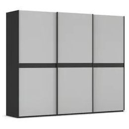 Schwebet&uuml;renschrank Rauch "Kleiderschrank Schrank Garderobe Schlafzimmerschrank SCALE-LINE", grau (schwarz, glas seidengrau matt), B:271cm H:223cm T:68cm, Holzwerkstoff, Schr&auml;nke, Schwebet&uuml;renschrank, edle Optik mit Bauchbinde in Korpusfarbe mit Glasfront MADE IN GERMANY