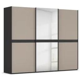 Schwebet&uuml;renschrank Rauch "Kleiderschrank Schrank Garderobe Schlafzimmerschrank SCALE-LINE", beige (schwarz, glas fango matt), B:271cm H:223cm T:68cm, Holzwerkstoff, Schr&auml;nke, Schwebet&uuml;renschrank, edle Optik mit Bauchbinde mit Glas/Spiegel-Front MADE IN GERMANY
