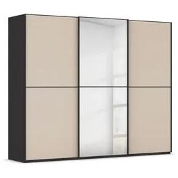 Schwebet&uuml;renschrank Rauch "Kleiderschrank Schrank Garderobe Schlafzimmerschrank SCALE-DUO", beige (schwarz, glas champagner matt, griffleisten schwarz), B:271cm H:223cm T:68cm, Holzwerkstoff, Schr&auml;nke, Schwebet&uuml;renschrank, edle zweigeteilte T&uuml;ren Spiegel/Glas-Mix 3 Zierleisten MADE IN GERMANY