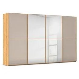 Schwebet&uuml;renschrank Rauch "Kleiderschrank Schrank Garderobe Schlafzimmerschrank SCALE-DUO", braun (asteiche, glas fango, griffleisten asteiche), B:360cm H:223cm T:68cm, Holzwerkstoff, Schr&auml;nke, Schwebet&uuml;renschrank, edle zweigeteilte T&uuml;ren Spiegel/Glas-Mix 3 Zierleisten MADE IN GERMANY