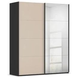 Schwebet&uuml;renschrank Rauch "Kleiderschrank Schrank Garderobe Schlafzimmerschrank SCALE-FYRA", beige (schwarz, glas champagner matt, griffleisten schwarz), B:181cm H:223cm T:67cm, Holzwerkstoff, Schr&auml;nke, Schwebet&uuml;renschrank, edle viergeteilte T&uuml;ren Spiegel/Glas-Mix viele Farben MADE IN GERMANY