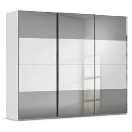 Schwebet&uuml;renschrank Rauch "Kleiderschrank Schrank Garderobe Schlafzimmerschrank SCALE-FYRA", grau (seidengrau, grauspiegel, griffleisten chrom), B:271cm H:223cm T:68cm, Holzwerkstoff, Schr&auml;nke, Schwebet&uuml;renschrank, edle T&uuml;ren viergeteilt Front Spiegel-Mix viele Farben MADE IN GERMANY