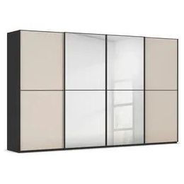 Schwebet&uuml;renschrank Rauch "Kleiderschrank Schrank Garderobe Schlafzimmerschrank SCALE-DUO", beige (schwarz, glas champagner, griffleisten schwarz), B:360cm H:223cm T:68cm, Holzwerkstoff, Schr&auml;nke, Schwebet&uuml;renschrank, edle zweigeteilte T&uuml;ren Spiegel/Glas-Mix 3 Zierleisten MADE IN GERMANY