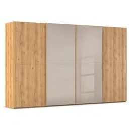 Schwebet&uuml;renschrank Rauch "Kleiderschrank Schrank Garderobe Schlafzimmerschrank SCALE-WOOD", braun (asteiche massiv, glas fango), B:360cm H:223cm T:68cm, Holz teilmassiv, Schr&auml;nke, Schwebet&uuml;renschrank, edle geteilte Front in massiver Asteiche mit Glast&uuml;ren MADE IN GERMANY