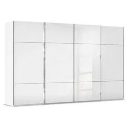 Schwebet&uuml;renschrank Rauch "Kleiderschrank Schrank Garderobe Schlafzimmerschrank SCALE-TRIO", wei&szlig; (alpinwei&szlig;, glas kristallwei&szlig;, griffleisten chrom), B:360cm H:223cm T:68cm, Holzwerkstoff, Schr&auml;nke, Schwebet&uuml;renschrank, edle dreigeteilte Front mit 2 Zierleisten Glasfront MADE IN GERMANY