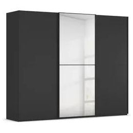 Schwebet&uuml;renschrank Rauch "Kleiderschrank Schrank Garderobe Schlafzimmerschrank SCALE-DUO", schwarz-wei&szlig; (schwarz, griffleisten schwarz), B:271cm H:223cm T:68cm, Holzwerkstoff, Schr&auml;nke, Schwebet&uuml;renschrank, edle zweigeteilte T&uuml;ren, Spiegel und 3 Zierleisten MADE IN GERMANY