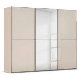 Schwebet&uuml;renschrank Rauch "Kleiderschrank Schrank Garderobe Schlafzimmerschrank SCALE-DUO", beige (fango, glas champagner, griffleisten chrom), B:271cm H:223cm T:68cm, Holzwerkstoff, Schr&auml;nke, Schwebet&uuml;renschrank, edle zweigeteilte T&uuml;ren Spiegel/Glas-Mix 3 Zierleisten MADE IN GERMANY