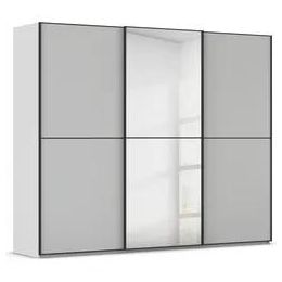 Schwebet&uuml;renschrank Rauch "Kleiderschrank Schrank Garderobe Schlafzimmerschrank SCALE-DUO", grau (seidengrau, griffleisten schwarz), B:271cm H:223cm T:68cm, Holzwerkstoff, Schr&auml;nke, Schwebet&uuml;renschrank, edle zweigeteilte T&uuml;ren, Spiegel und 3 Zierleisten MADE IN GERMANY