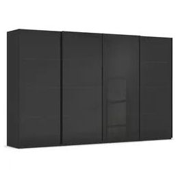 Schwebet&uuml;renschrank Rauch "Kleiderschrank Schrank Garderobe Schlafzimmerschrank SCALE-FYRA", schwarz (schwarz, glas schwarz, griffleisten schwarz), B:360cm H:223cm T:68cm, Holzwerkstoff, Schr&auml;nke, Schwebet&uuml;renschrank, edle viergeteilte T&uuml;ren mit Glas-Front viele Farben MADE IN GERMANY