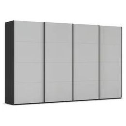 Schwebet&uuml;renschrank Rauch "Kleiderschrank Schrank Garderobe Schlafzimmerschrank SCALE-FYRA", grau (schwarz, glas seidengrau matt, griffleisten schwarz), B:360cm H:223cm T:68cm, Holzwerkstoff, Schr&auml;nke, Schwebet&uuml;renschrank, edle viergeteilte T&uuml;ren mit Glas-Front viele Farben MADE IN GERMANY