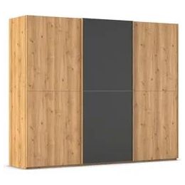Schwebet&uuml;renschrank Rauch "Kleiderschrank Schrank Garderobe Schlafzimmerschrank SCALE-WOOD", schwarz (asteiche massiv, glas schwarz matt), B:271cm H:223cm T:68cm, Holz teilmassiv, Schr&auml;nke, Schwebet&uuml;renschrank, edle geteilte Front in massiver Asteiche mit Glast&uuml;ren MADE IN GERMANY