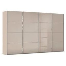 Schwebet&uuml;renschrank Rauch "Kleiderschrank Schrank Garderobe Schlafzimmerschrank SCALE-FYRA", beige (fango, glas fango, griffleisten chrom), B:360cm H:223cm T:68cm, Holzwerkstoff, Schr&auml;nke, Schwebet&uuml;renschrank, edle viergeteilte T&uuml;ren mit Glas-Front viele Farben MADE IN GERMANY
