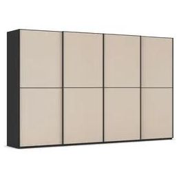 Schwebet&uuml;renschrank Rauch "Kleiderschrank Schrank Garderobe Schlafzimmerschrank SCALE-DUO", beige (schwarz, glas champagner matt, griffleisten schwarz), B:360cm H:223cm T:68cm, Holzwerkstoff, Schr&auml;nke, Schwebet&uuml;renschrank, edle zweigeteilte T&uuml;ren Glas-Front mit 3 Zierleisten MADE IN GERMANY
