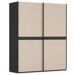 Schwebet&uuml;renschrank Rauch "Kleiderschrank Schrank Garderobe Schlafzimmerschrank SCALE-LINE", beige (schwarz, glas champagner matt), B:181cm H:223cm T:68cm, Holzwerkstoff, Schr&auml;nke, Schwebet&uuml;renschrank, edle Optik mit Bauchbinde in Korpusfarbe mit Glasfront MADE IN GERMANY