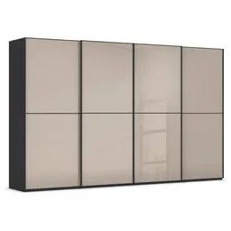 Schwebet&uuml;renschrank Rauch "Kleiderschrank Schrank Garderobe Schlafzimmerschrank SCALE-DUO", beige (schwarz, glas fango, griffleisten schwarz), B:360cm H:223cm T:68cm, Holzwerkstoff, Schr&auml;nke, Schwebet&uuml;renschrank, edle zweigeteilte T&uuml;ren Glas-Front mit 3 Zierleisten MADE IN GERMANY
