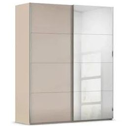 Schwebet&uuml;renschrank Rauch "Kleiderschrank Schrank Garderobe Schlafzimmerschrank SCALE-FYRA", beige (fango, glas fango, griffleisten chrom), B:181cm H:223cm T:67cm, Holzwerkstoff, Schr&auml;nke, Schwebet&uuml;renschrank, edle viergeteilte T&uuml;ren Spiegel/Glas-Mix viele Farben MADE IN GERMANY