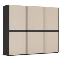 Schwebet&uuml;renschrank Rauch "Kleiderschrank Schrank Garderobe Schlafzimmerschrank SCALE-LINE", beige (schwarz, glas champagner matt), B:271cm H:223cm T:68cm, Holzwerkstoff, Schr&auml;nke, Schwebet&uuml;renschrank, edle Optik mit Bauchbinde in Korpusfarbe mit Glasfront MADE IN GERMANY
