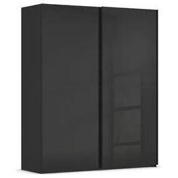 Schwebet&uuml;renschrank Rauch "Kleiderschrank Schrank Garderobe Schlafzimmerschrank SCALE-DUO", schwarz (schwarz, glas schwarz, griffleisten schwarz), B:181cm H:223cm T:68cm, Holzwerkstoff, Schr&auml;nke, Schwebet&uuml;renschrank, edle zweigeteilte T&uuml;ren Glas-Front mit 3 Zierleisten MADE IN GERMANY
