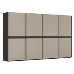 Schwebet&uuml;renschrank Rauch "Kleiderschrank Schrank Garderobe Schlafzimmerschrank SCALE-LINE", beige (schwarz, glas fango matt), B:360cm H:223cm T:68cm, Holzwerkstoff, Schr&auml;nke, Schwebet&uuml;renschrank, edle Optik mit Bauchbinde in Korpusfarbe mit Glasfront MADE IN GERMANY