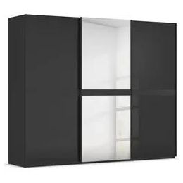 Schwebet&uuml;renschrank Rauch "Kleiderschrank Schrank Garderobe Schlafzimmerschrank SCALE-LINE", schwarz (schwarz, glas schwarz), B:271cm H:223cm T:68cm, Holzwerkstoff, Schr&auml;nke, Schwebet&uuml;renschrank, edle Optik mit Bauchbinde mit Glas/Spiegel-Front MADE IN GERMANY