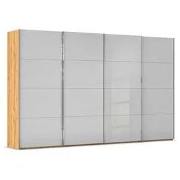 Schwebet&uuml;renschrank Rauch "Kleiderschrank Schrank Garderobe Schlafzimmerschrank SCALE-FYRA", grau (asteiche, glas seidengrau, griffleisten chrom), B:360cm H:223cm T:68cm, Holzwerkstoff, Schr&auml;nke, Schwebet&uuml;renschrank, edle viergeteilte T&uuml;ren mit Glas-Front viele Farben MADE IN GERMANY
