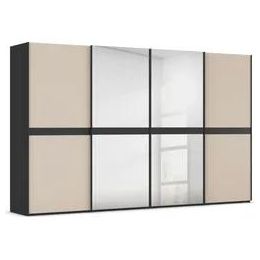 Schwebet&uuml;renschrank Rauch "Kleiderschrank Schrank Garderobe Schlafzimmerschrank SCALE-LINE", beige (schwarz, glas champagner matt), B:360cm H:223cm T:68cm, Holzwerkstoff, Schr&auml;nke, Schwebet&uuml;renschrank, edle Optik mit Bauchbinde mit Glas/Spiegel-Front MADE IN GERMANY