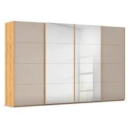 Schwebet&uuml;renschrank Rauch "Kleiderschrank Schrank Garderobe Schlafzimmerschrank SCALE-FYRA", braun (asteiche, glas fango, griffleisten asteiche), B:360cm H:223cm T:68cm, Holzwerkstoff, Schr&auml;nke, Schwebet&uuml;renschrank, edle viergeteilte T&uuml;ren Spiegel/Glas-Mix viele Farben MADE IN GERMANY