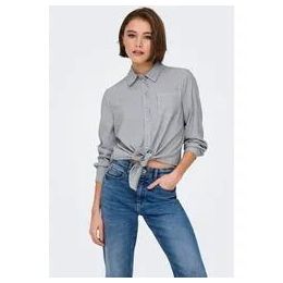 Hemdbluse Only "ONLLECEY LS KNOT SHIRT NOOS WVN", Damen, Gr. XS, pine grove stripes:cloud dancer, Web, Obermaterial: 53% Polyester, 27% Viskose, 10% Nylon, 10% sonstige Fasern, gestreift, regular fit kurz, Manschette, Blusen Hemdbluse