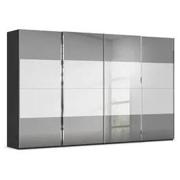 Schwebet&uuml;renschrank Rauch "Kleiderschrank Schrank Garderobe Schlafzimmerschrank SCALE-FYRA", grau (schwarz, grauspiegel, griffleisten chrom), B:360cm H:223cm T:68cm, Holzwerkstoff, Schr&auml;nke, Schwebet&uuml;renschrank, edle T&uuml;ren viergeteilt Front Spiegel-Mix viele Farben MADE IN GERMANY