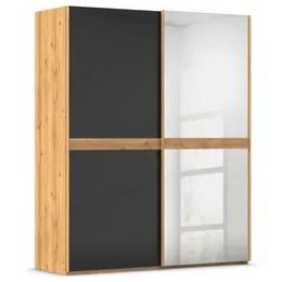 Schwebet&uuml;renschrank Rauch "Kleiderschrank Schrank Garderobe Schlafzimmerschrank SCALE-LINE", schwarz (asteiche, glas schwarz), B:181cm H:223cm T:68cm, Holzwerkstoff, Schr&auml;nke, Schwebet&uuml;renschrank, edle Optik mit Bauchbinde mit Glas/Spiegel-Front MADE IN GERMANY